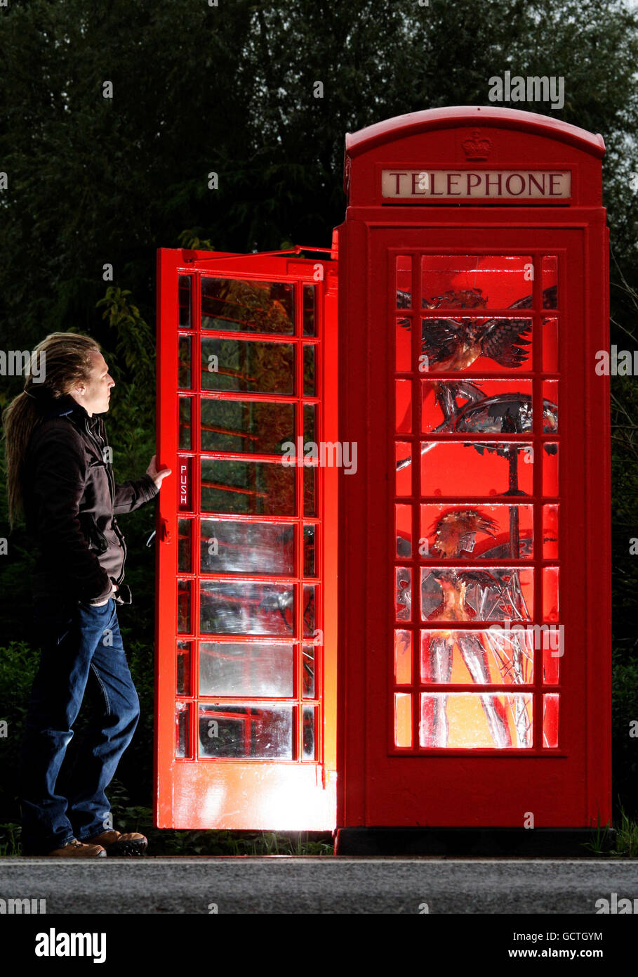 BT telephone box transformed into art gallery Stock Photo - Alamy