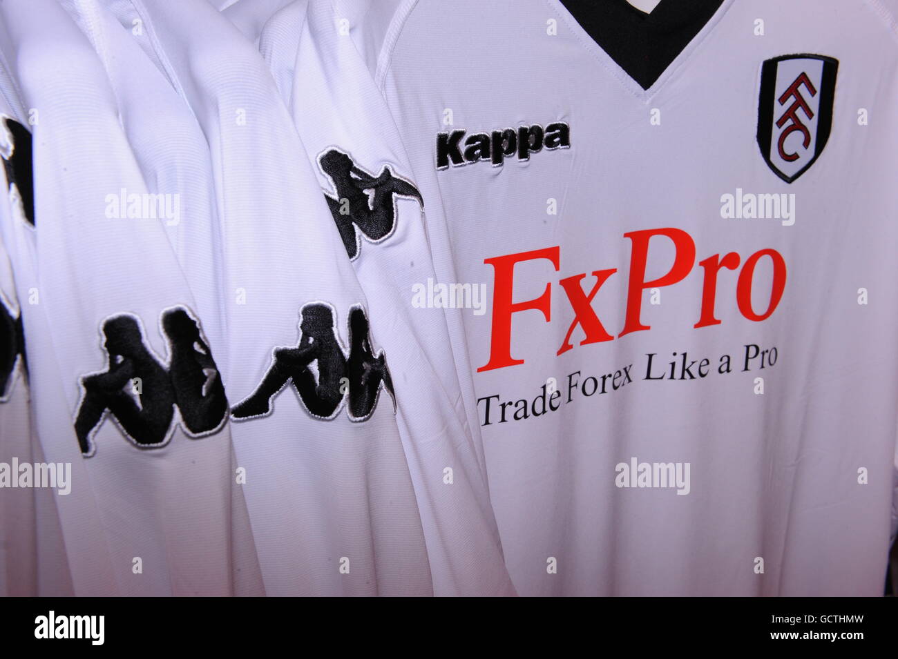 A view of merchandise on sale at Fulham Stadium Store at Craven Cottage ...