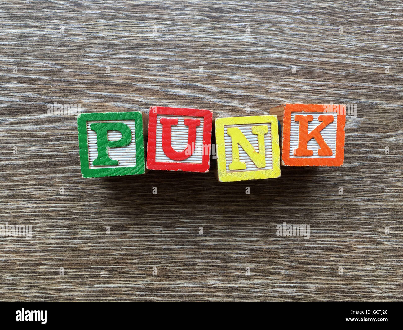 PUNK word done with wood block letter toys Stock Photo - Alamy