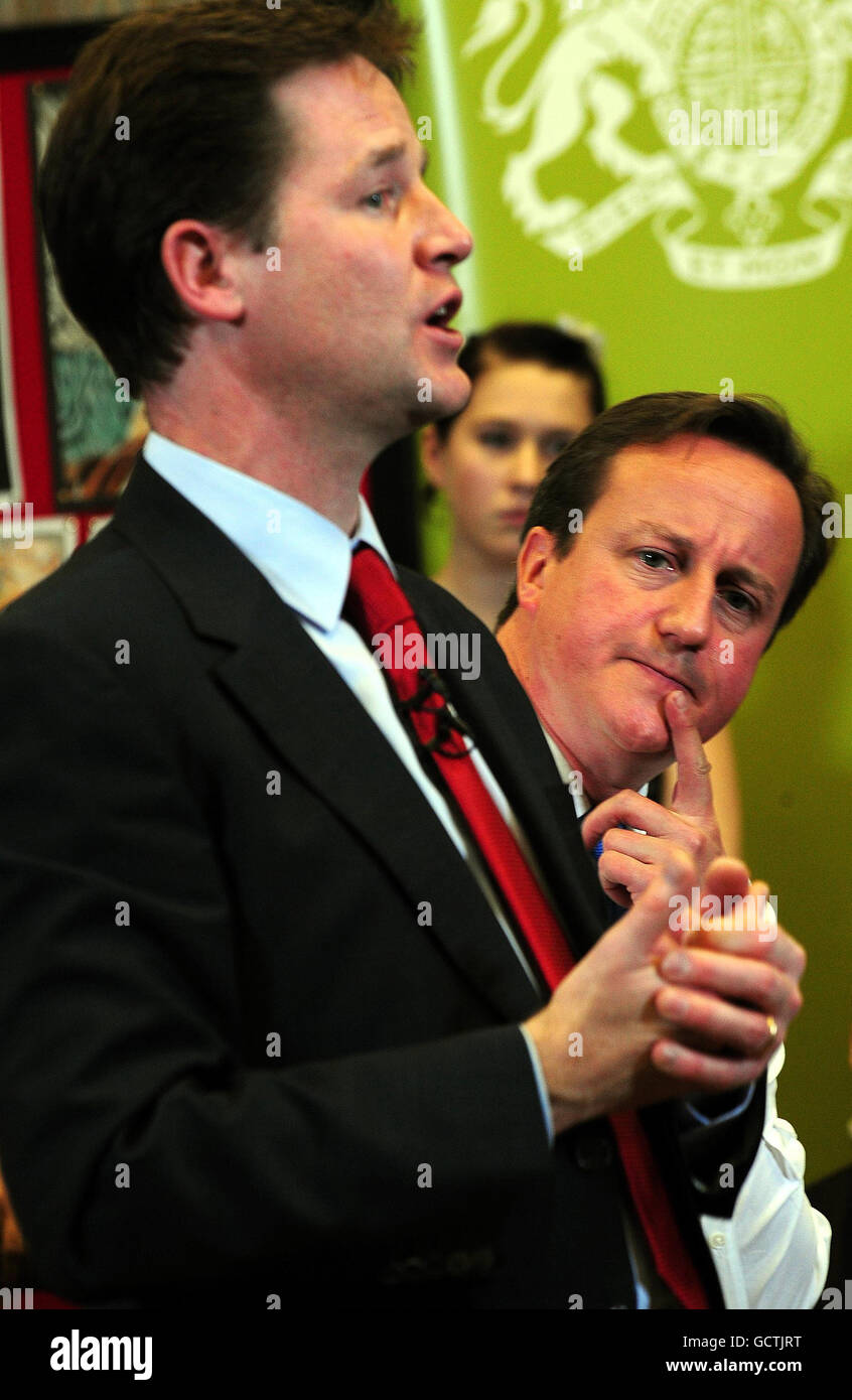David Cameron and Nick Clegg in Nottingham Stock Photo - Alamy