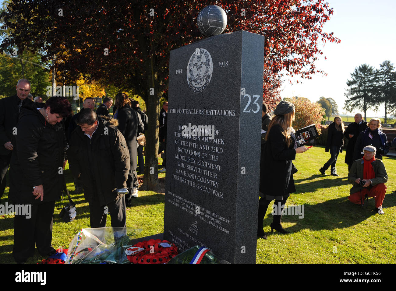 The footballers battalions memorial during the unveiling in longueval ...