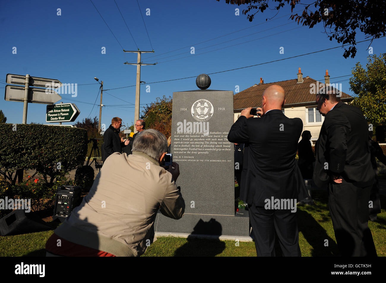 Soccer - Football Battalion Memorial Unveiling - Longueval Stock Photo ...