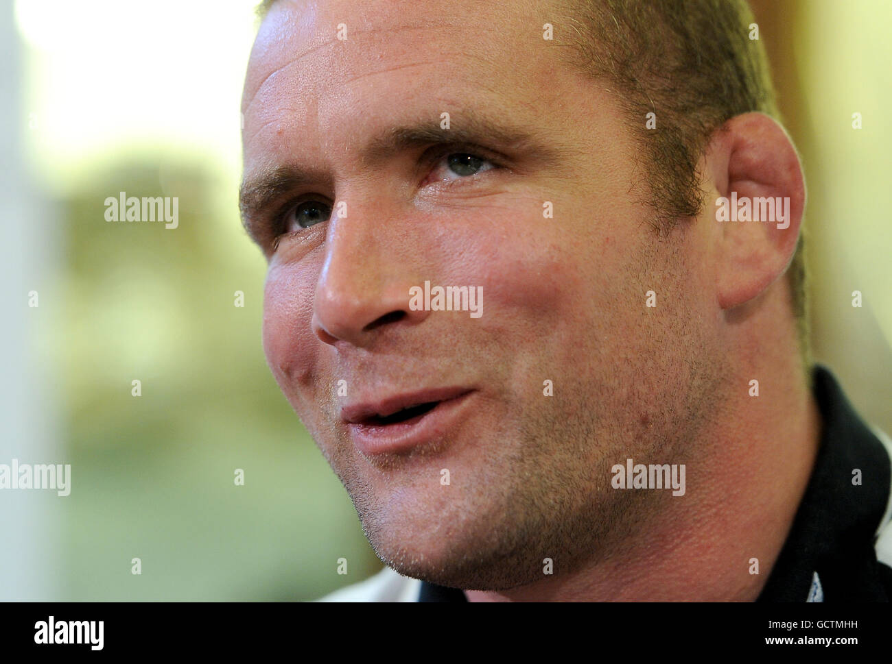 Phil Vickery speaks during a press conference at London Wasps Training ...