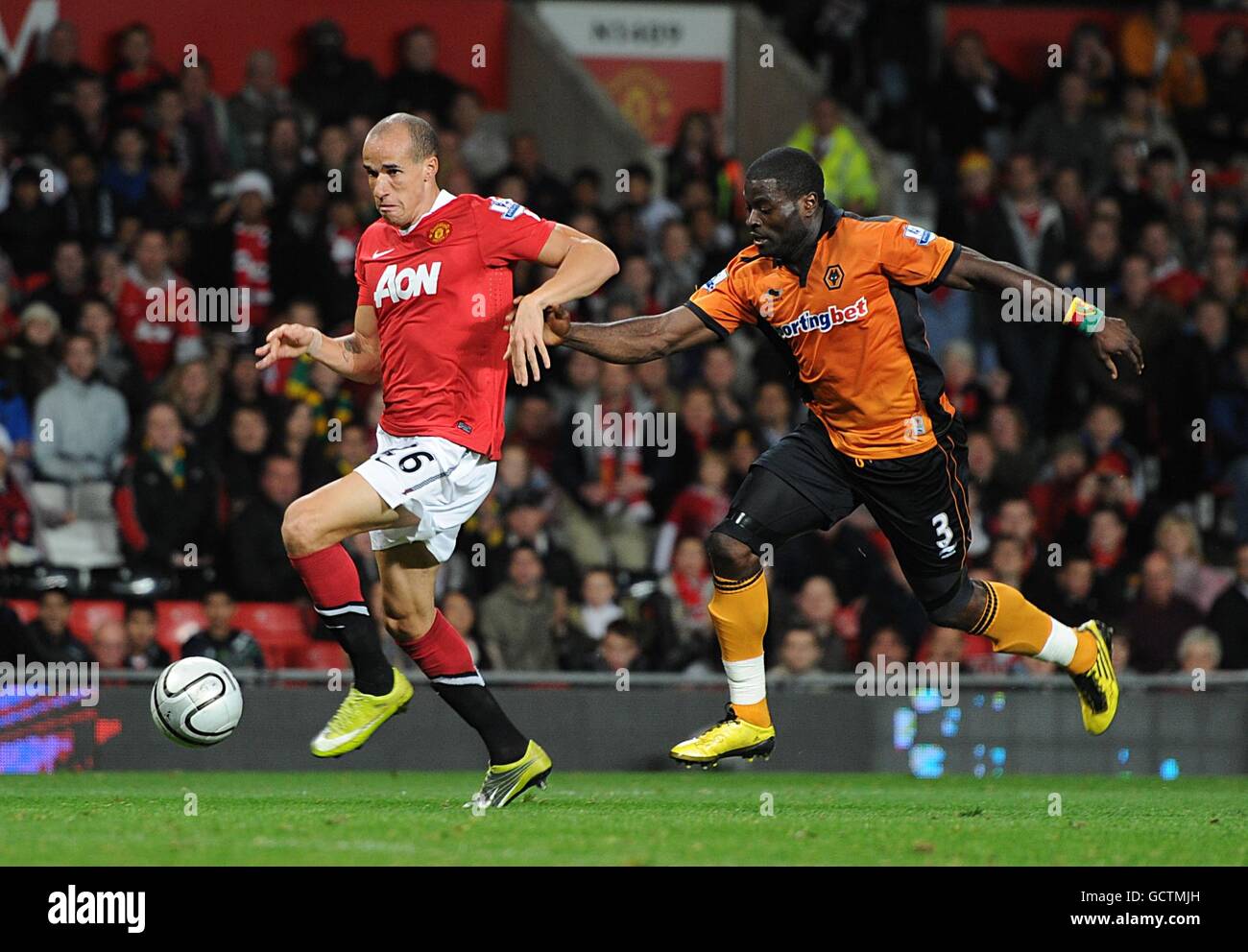 Manchester United's Gabriel Obertan (left) and Wolverhampton Wanderers ...