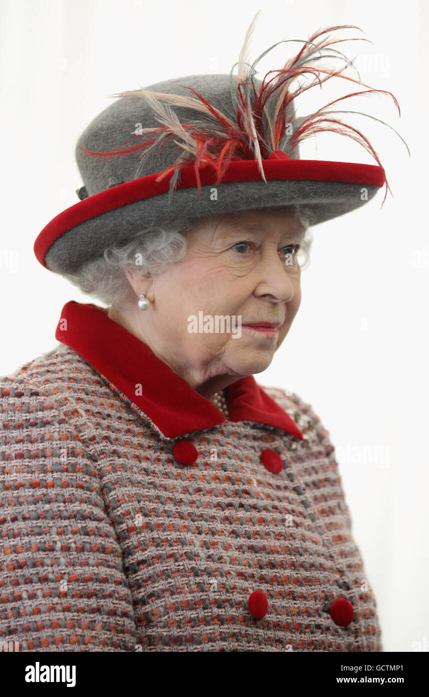 Britain's Queen Elizabeth II is shown the process of salt crystal ...