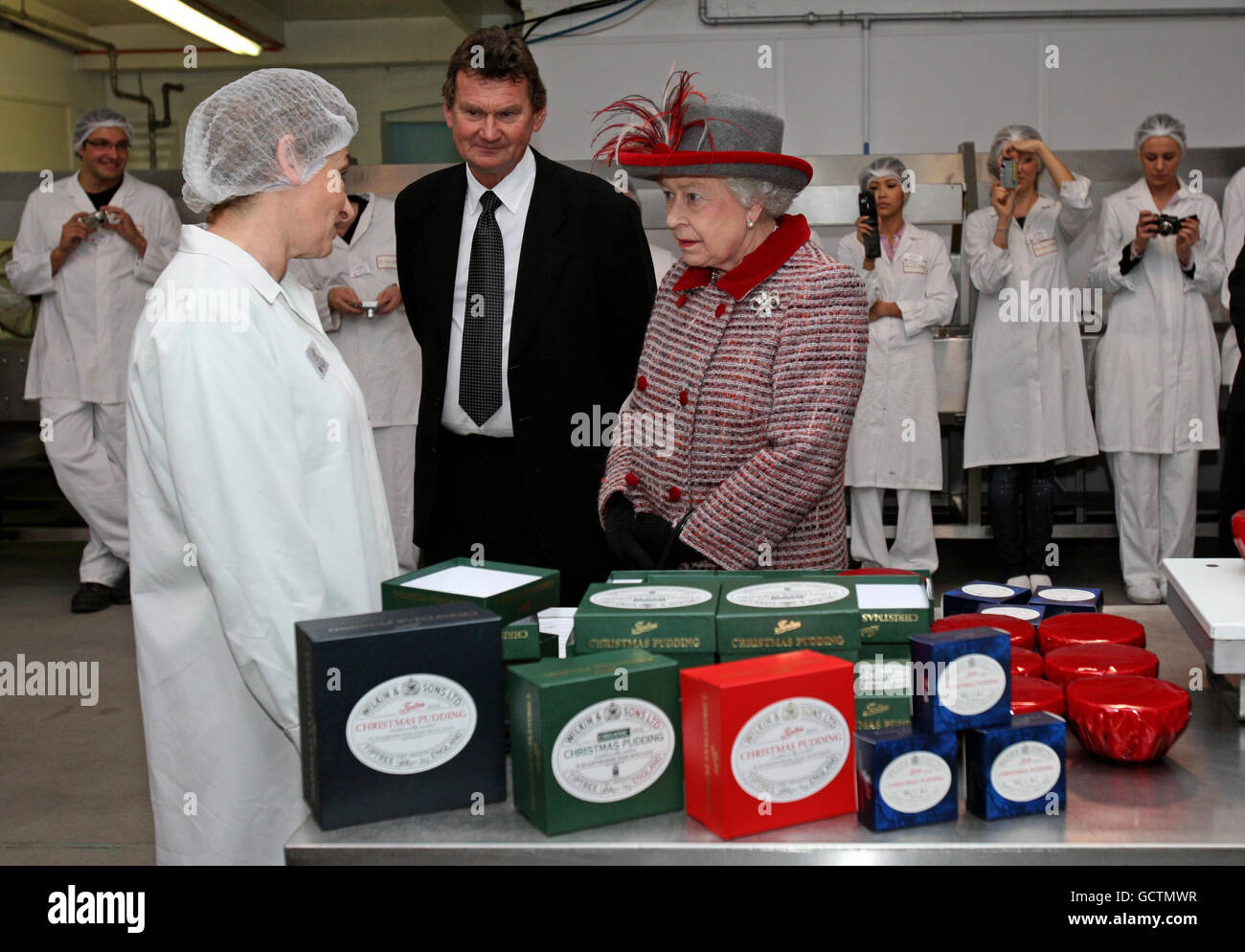 Queen Elizabeth II during a tour of the Wilkin and Son's Jam factory in ...