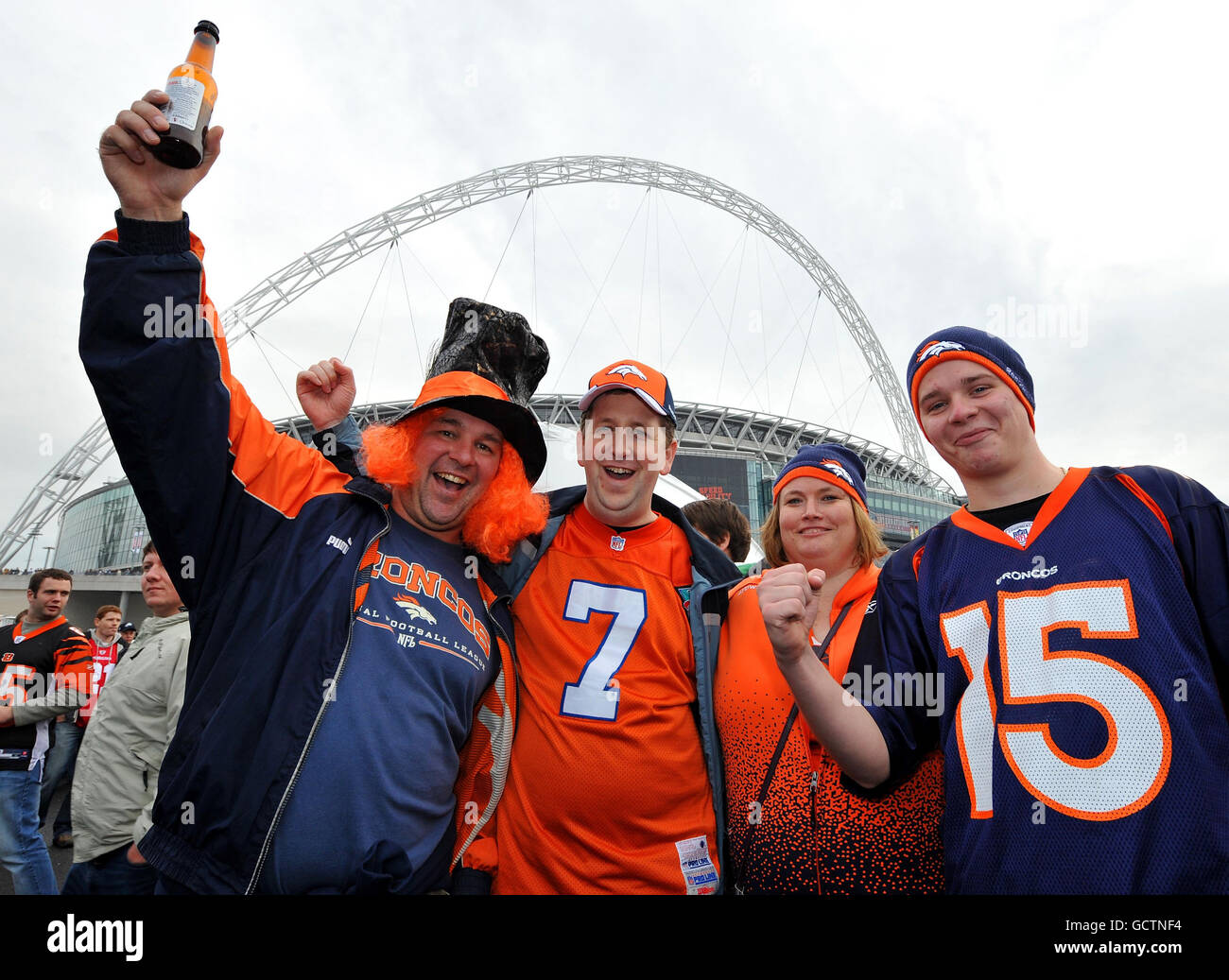 Fans enjoy pre match drink before match wembley stadium hi-res stock ...