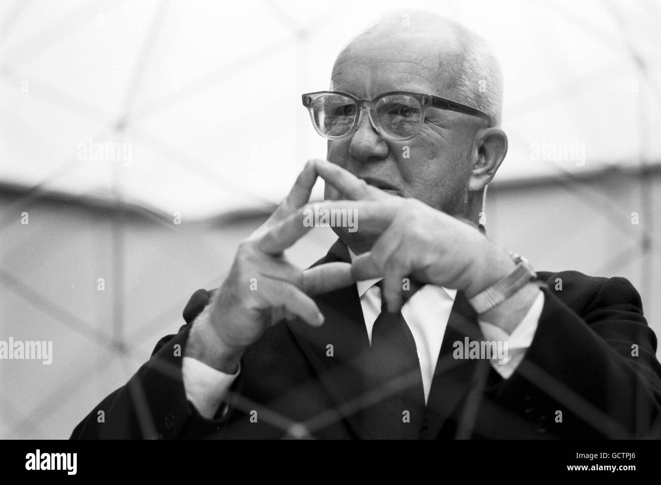 Architect, engineer, and inventor R. Buckminster Fuller, 1964. He is ...