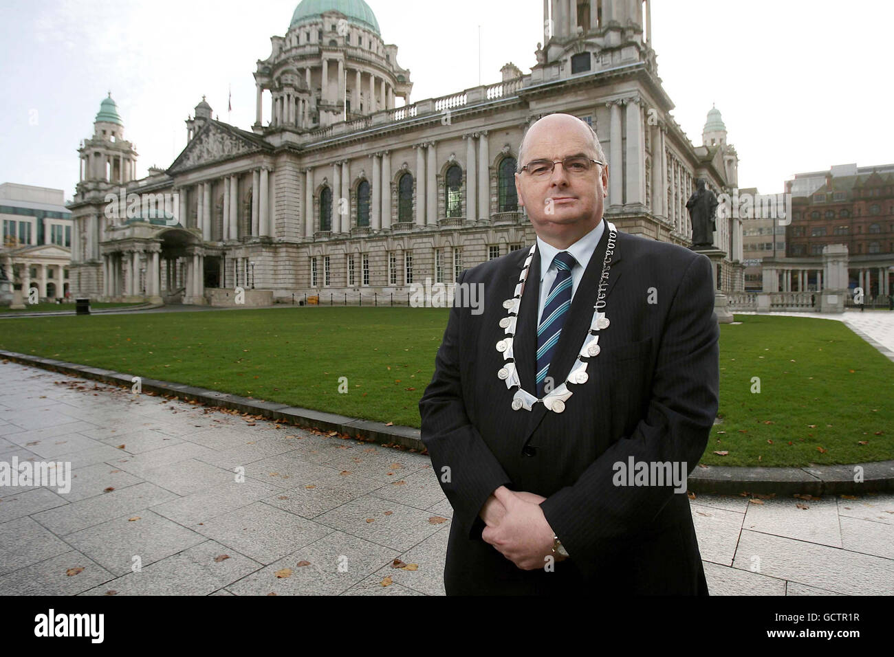 Pat convery wears a re creation of the chain of office hi-res stock ...