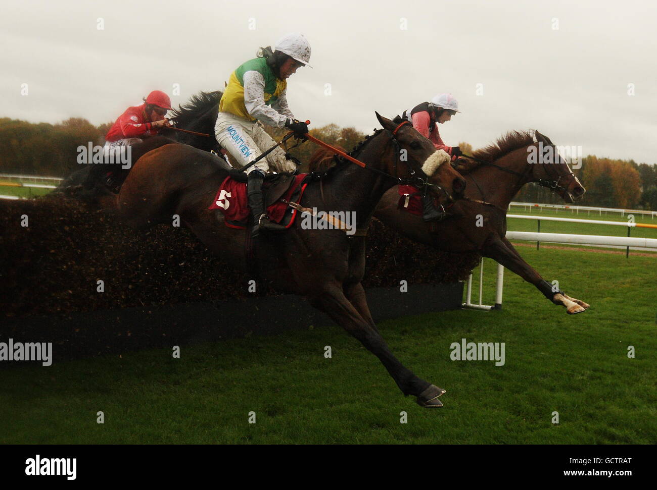 King Fontaine ridden by Graham Lee jumps the last on the way to winning ...