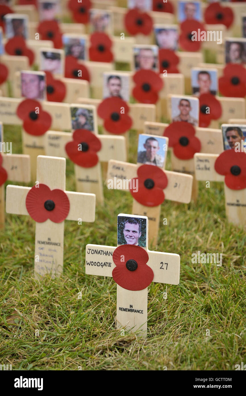 A cross for Lance Corporal of Horse Jonathan Woodgate planted by Prince ...