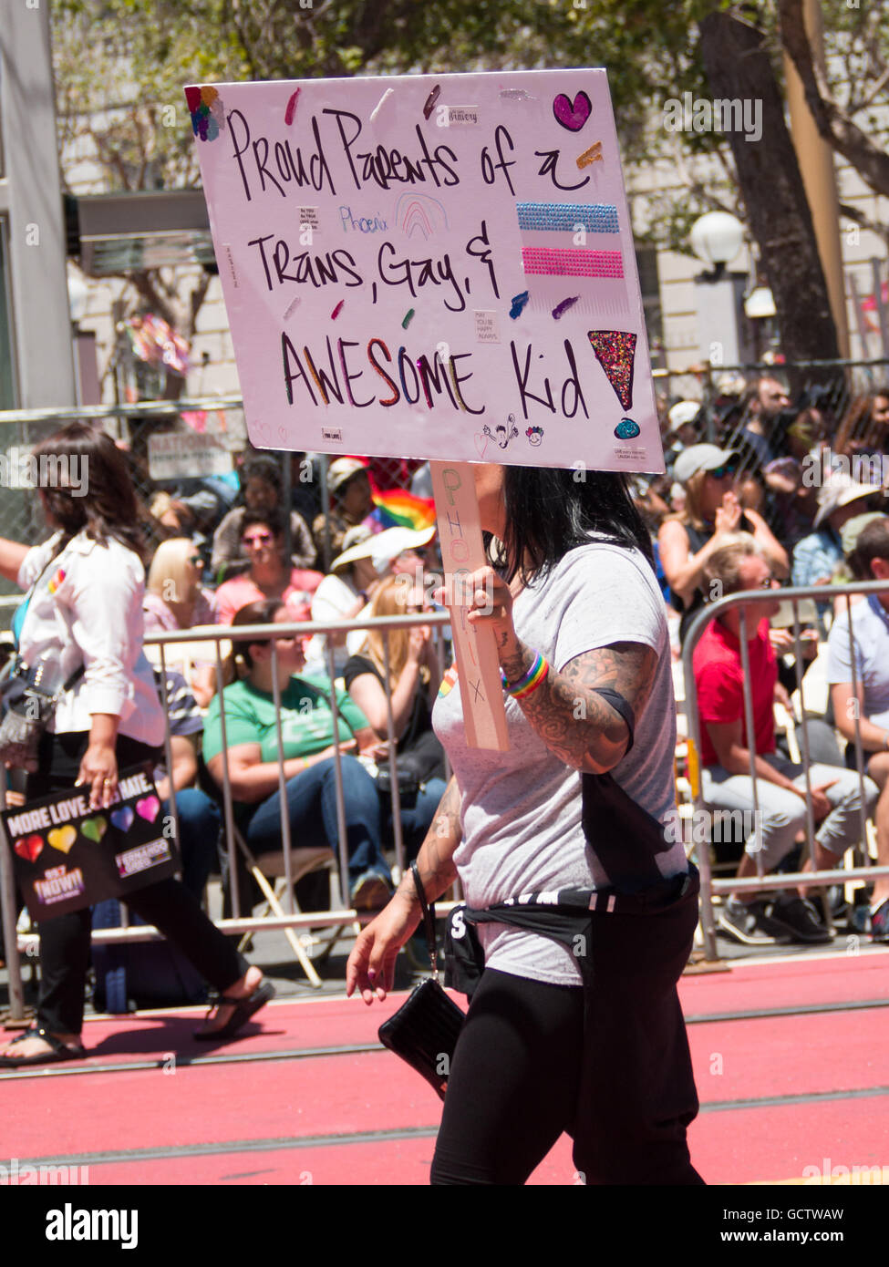 PFLAG poster in San Francisco Pride Parade 2016 Stock Photo - Alamy