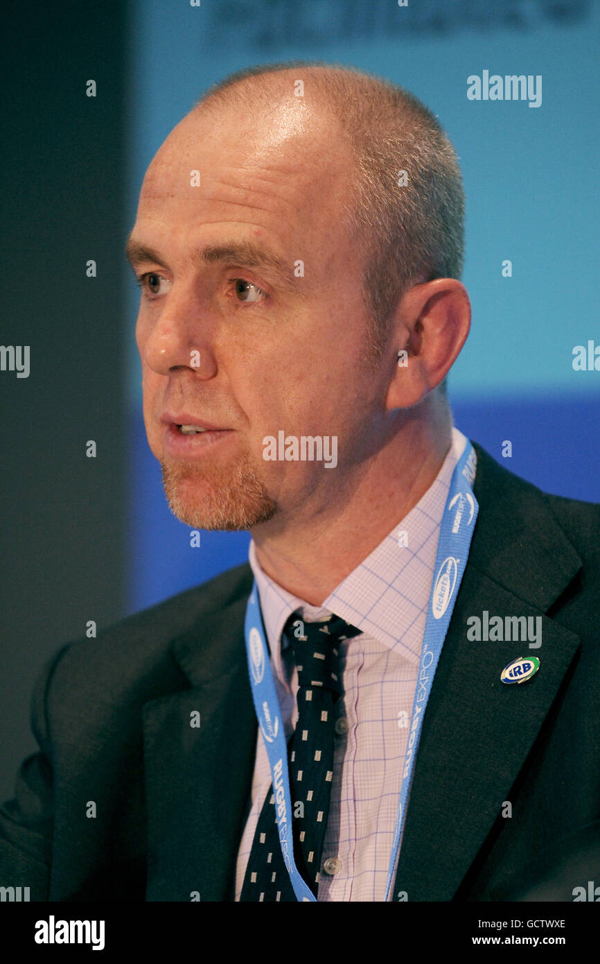 Mark Egan, head of development and performance, IRB, speaks during Day ...