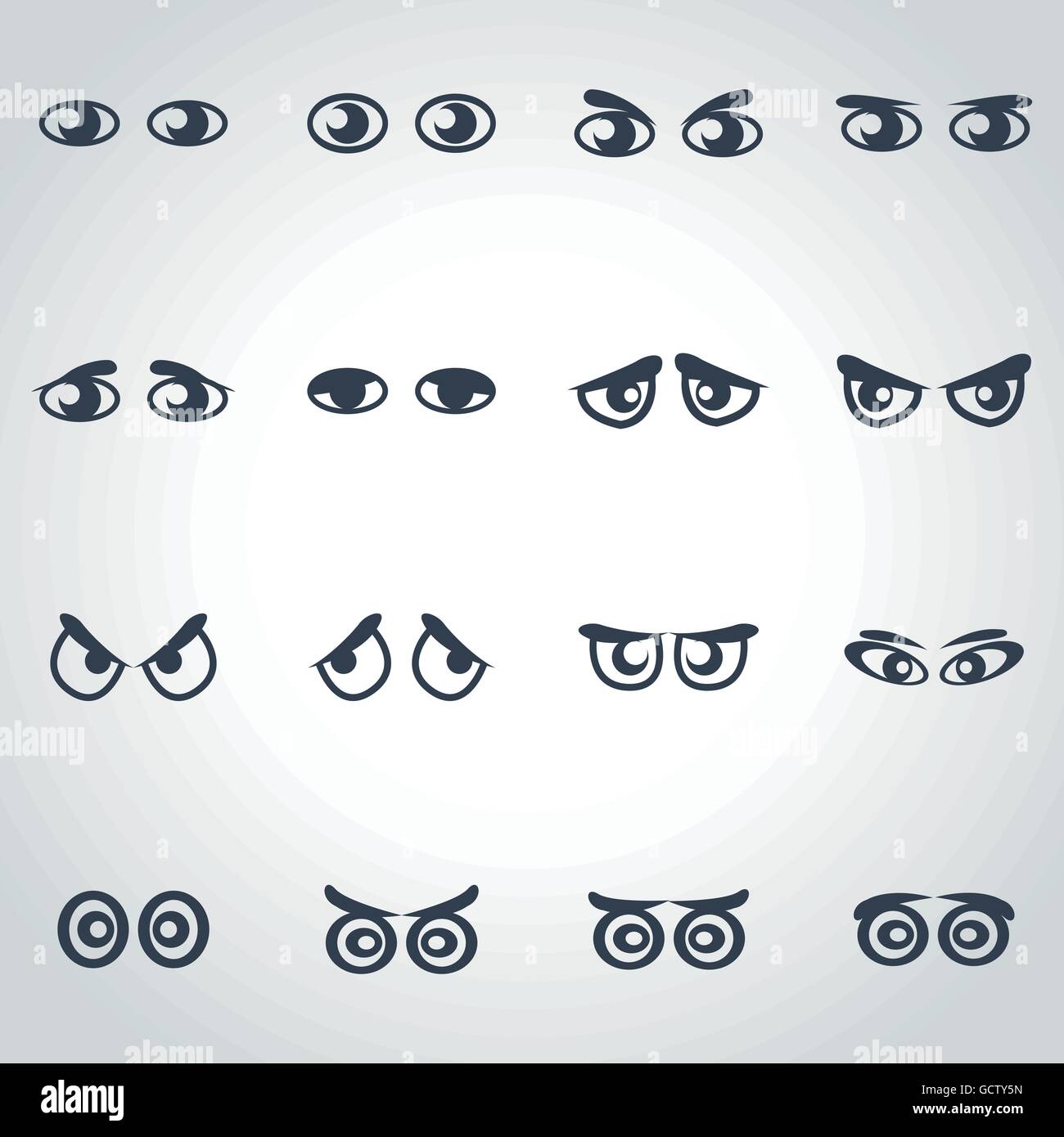Vector black cartoon eyes icon set Stock Vector Image & Art - Alamy