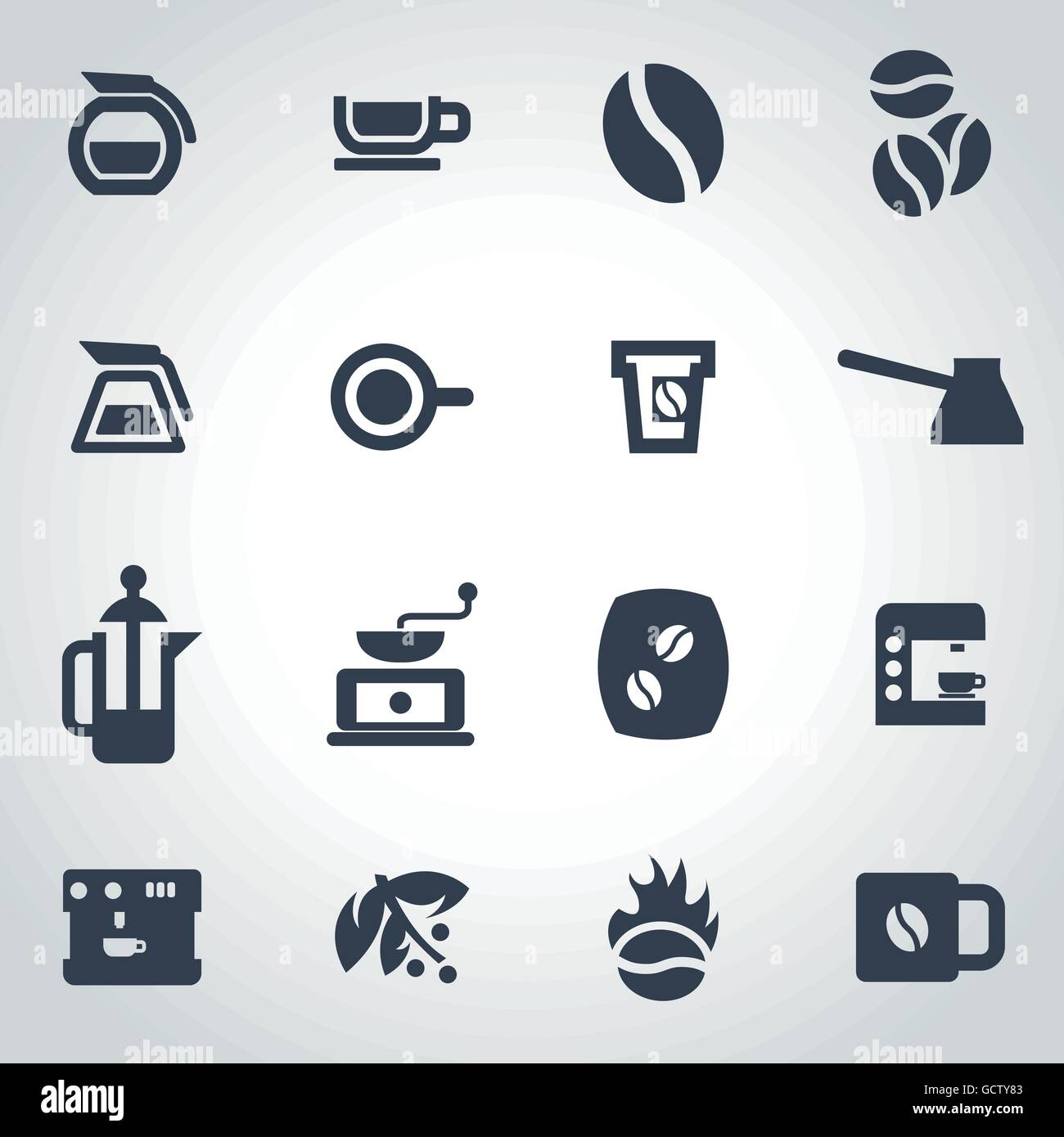 Vector black coffee icon set Stock Vector Image & Art - Alamy