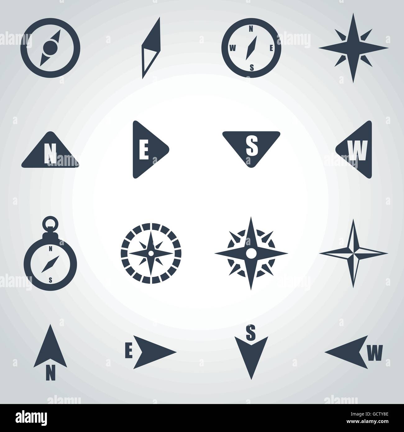 Vector black compass icon set Stock Vector Image & Art - Alamy