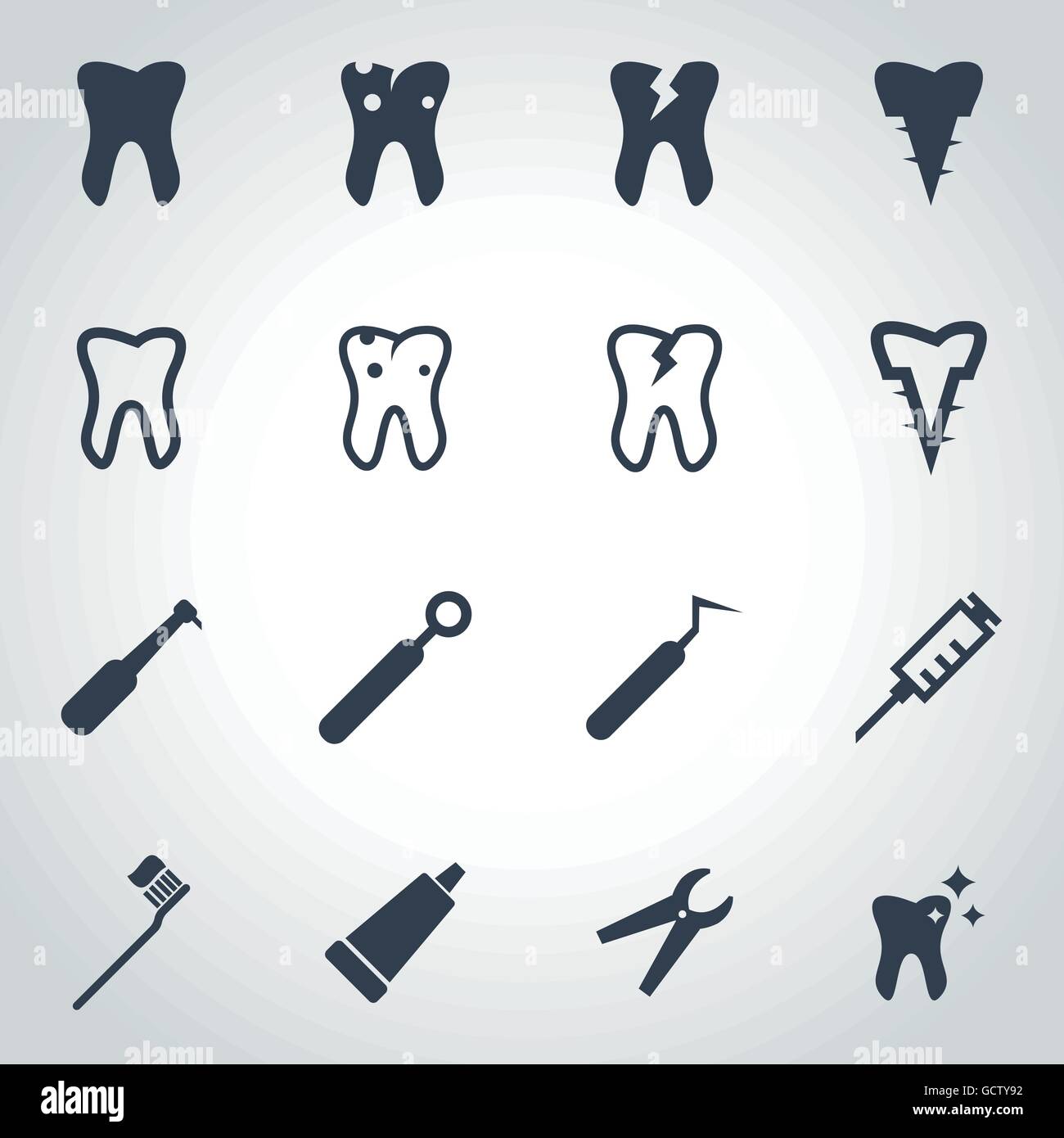 Vector black dental icon set Stock Vector Image & Art - Alamy