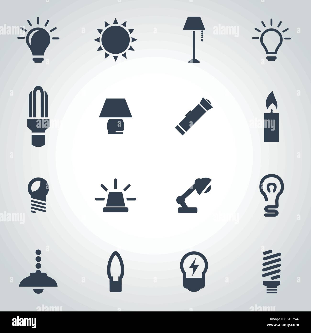 Vector black light icon set Stock Vector Image & Art - Alamy
