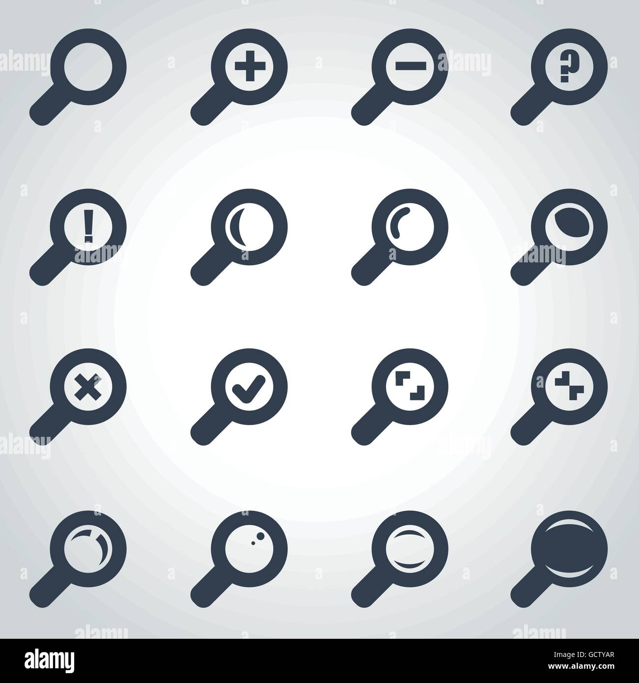 Vector black magnifying glass icon set Stock Vector Image & Art - Alamy