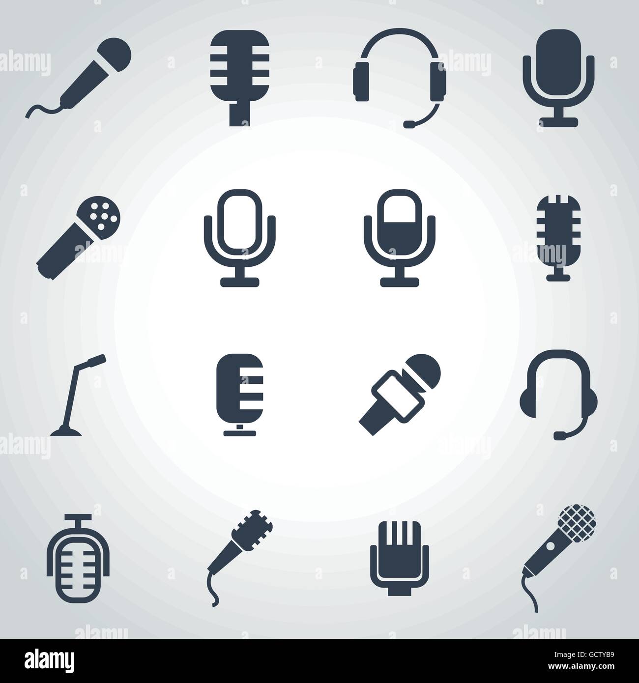 Vector black microphone icon set Stock Vector Image & Art - Alamy