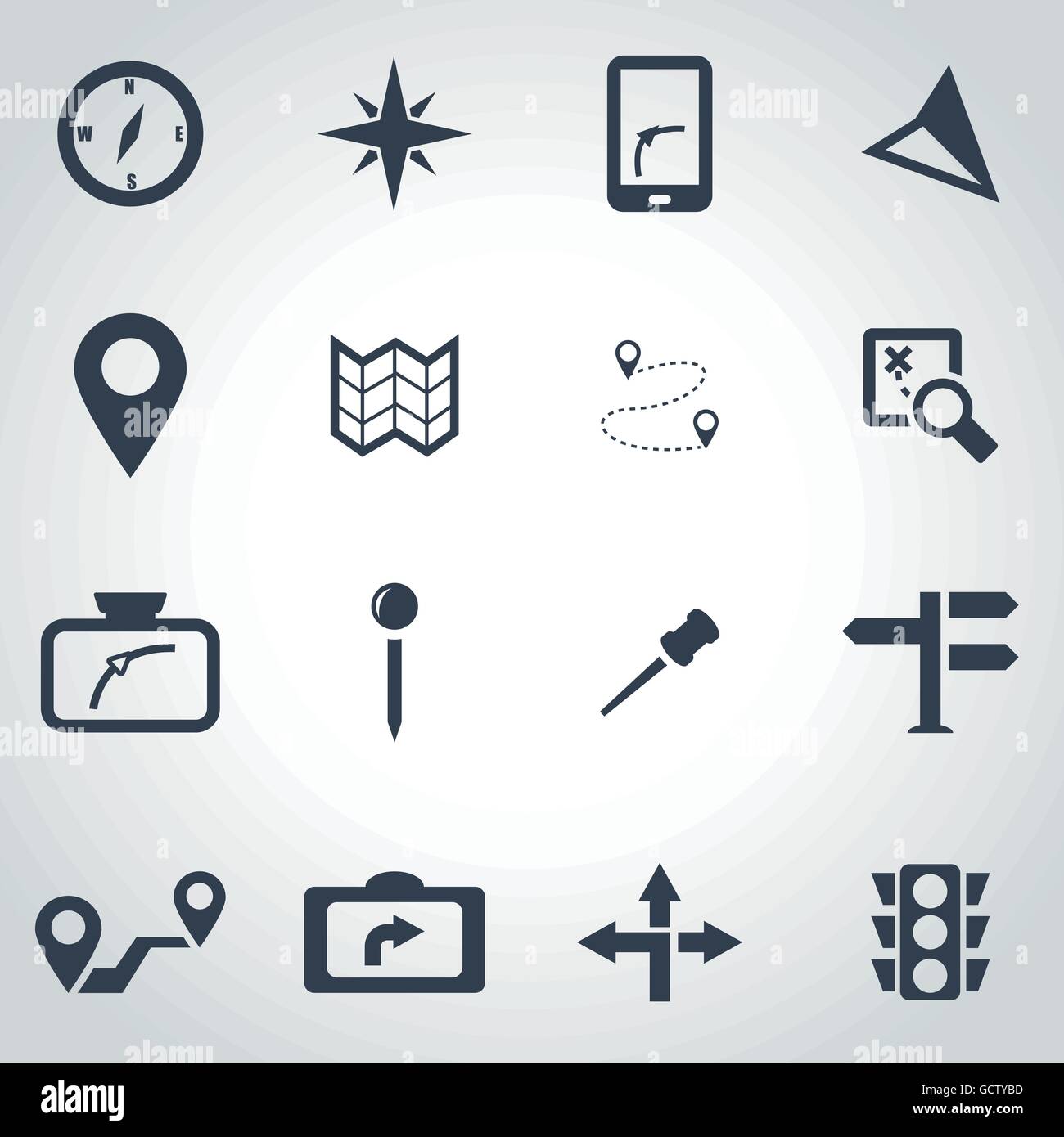 Vector black navigation icon set Stock Vector Image & Art - Alamy