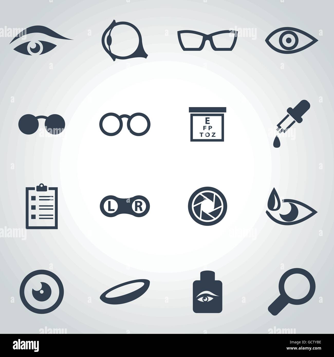 Vector black optometry icon set Stock Vector Image & Art - Alamy
