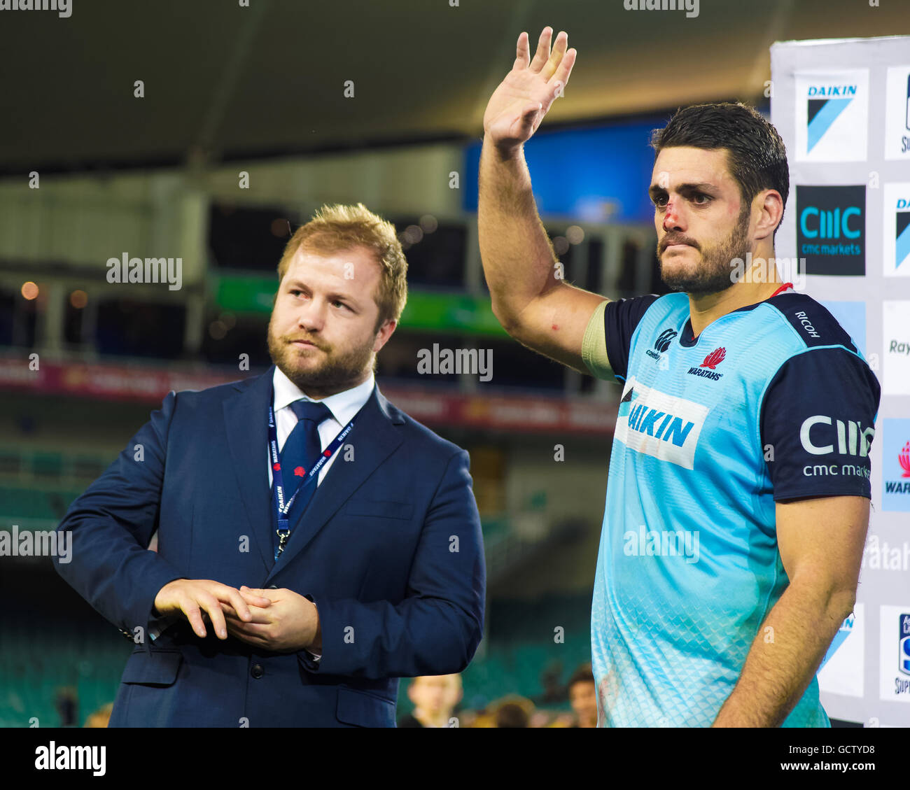 Sydney, Australia. 09th July, 2016. Waratah's #4 David Dennis (R ...