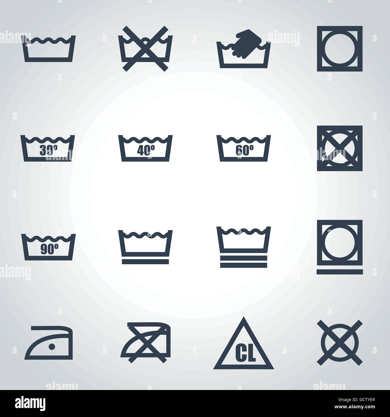 Vector black washing signs set Stock Vector Image & Art - Alamy