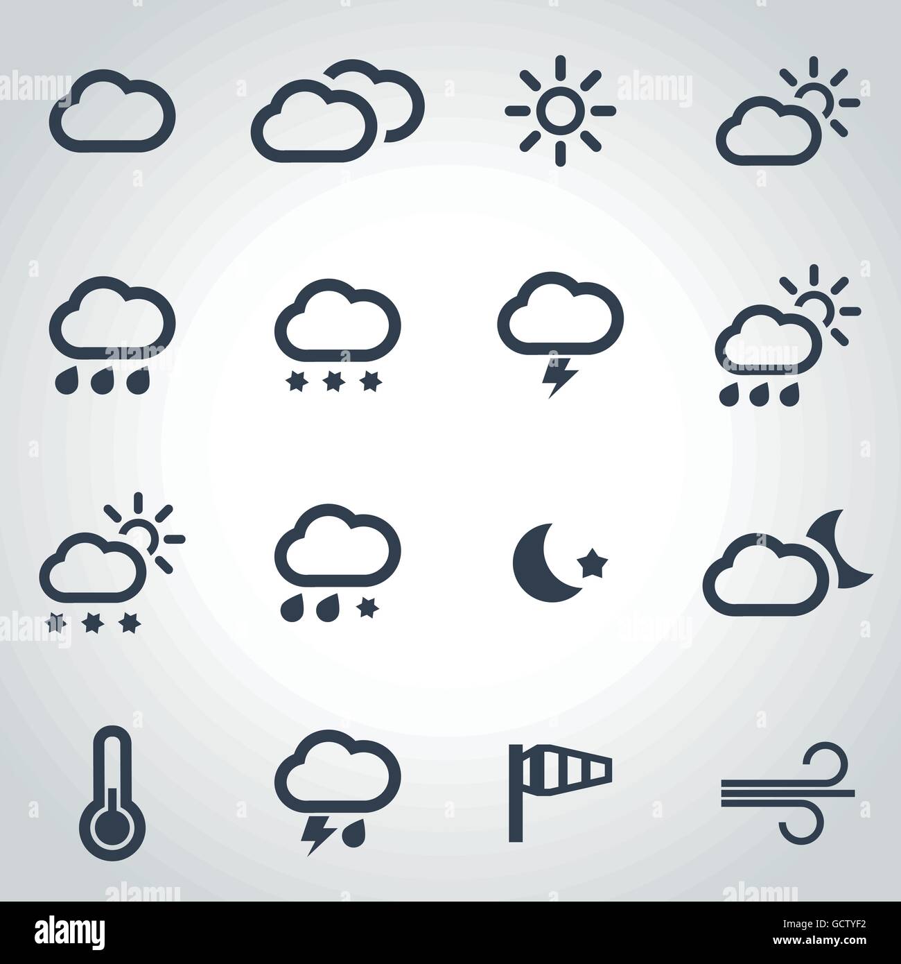 Vector black weather icons set Stock Vector Image & Art - Alamy