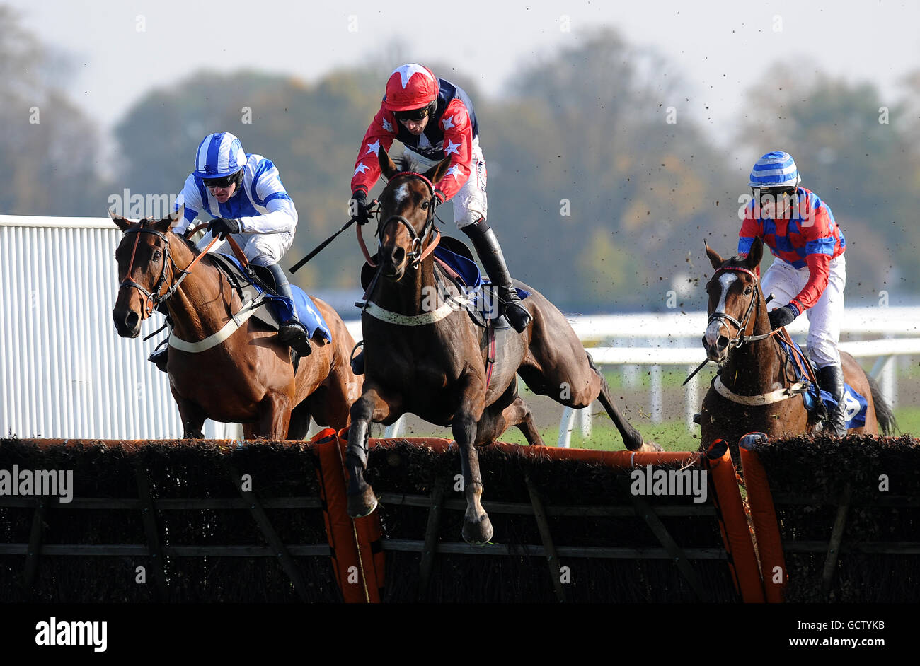 Horse racing weatherbys jump meeting kempton park hi-res stock ...