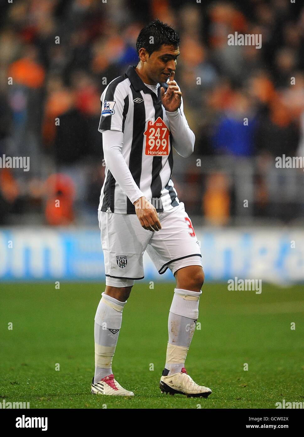 West Bromwich Albion's Gonzalo Jara looks dejected as he leaves the ...