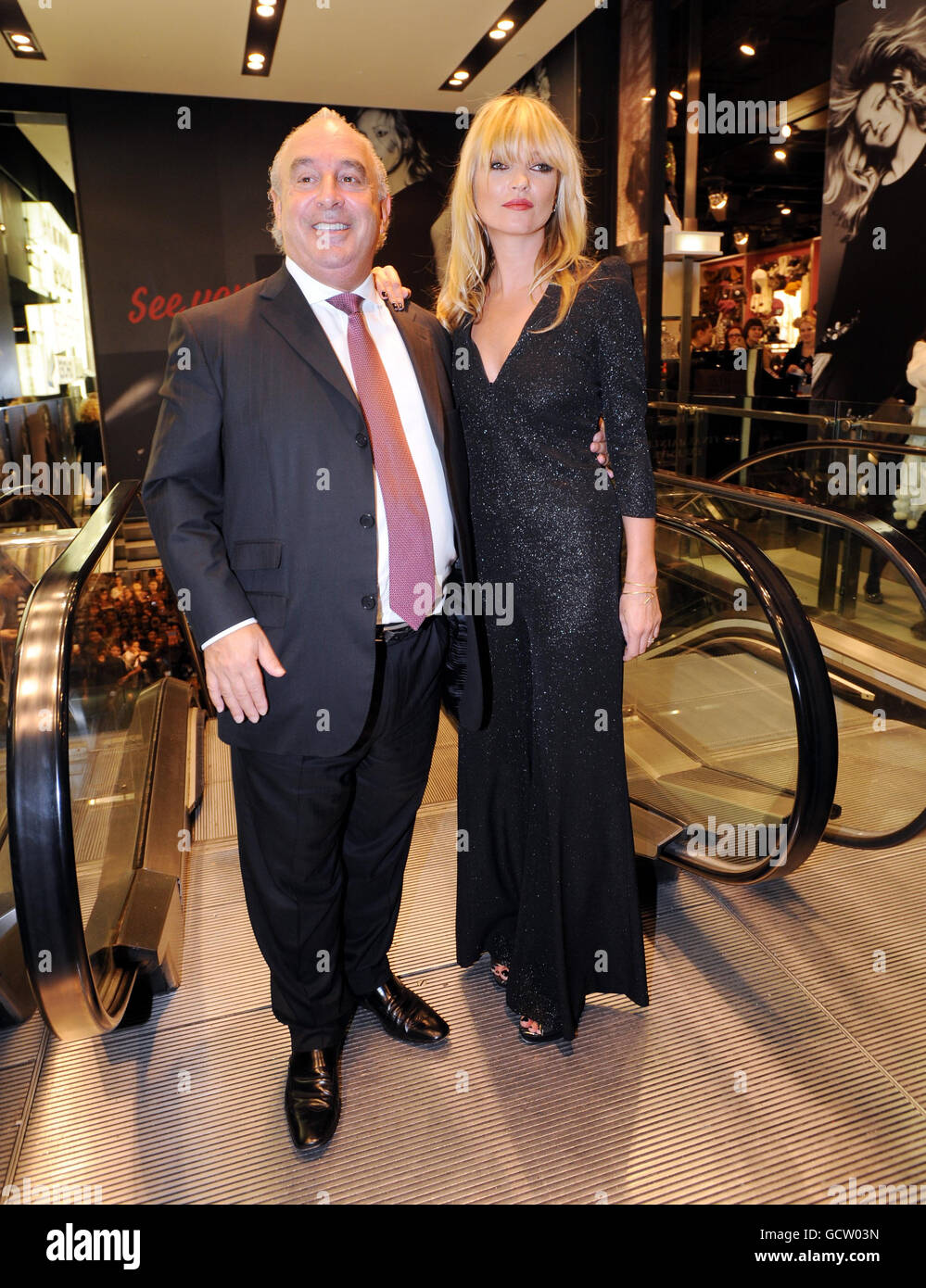 Kate Moss with Sir Philip Green, owner of Arcadia Group, at Topshop's ...