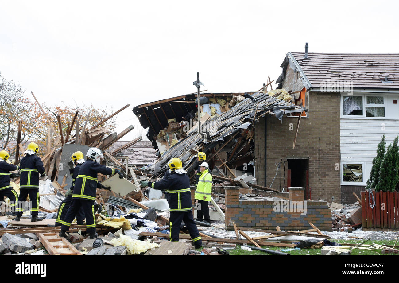 Salford gas explosion Stock Photo - Alamy