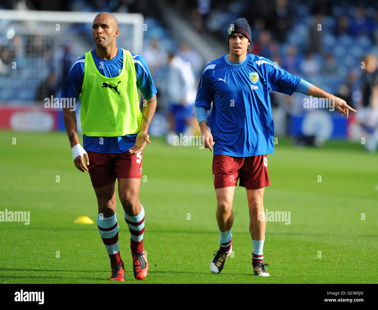 Burnley's Clarke Carlisle (left) and Michael Duff during the pre-match ...