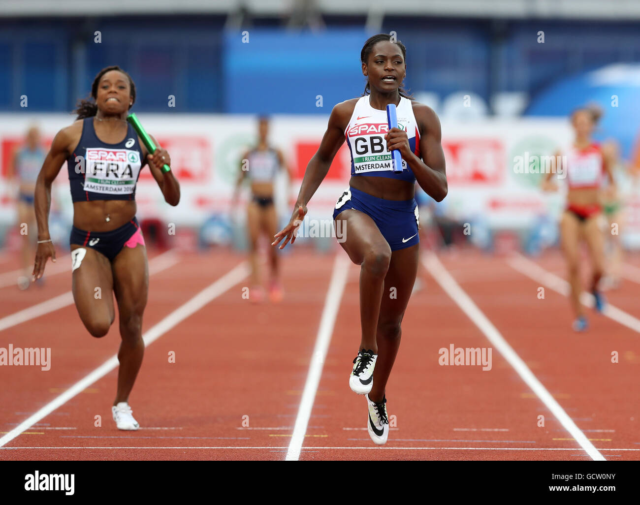 Great Britain's Daryll Neita finishes the fourth leg to win their Women ...