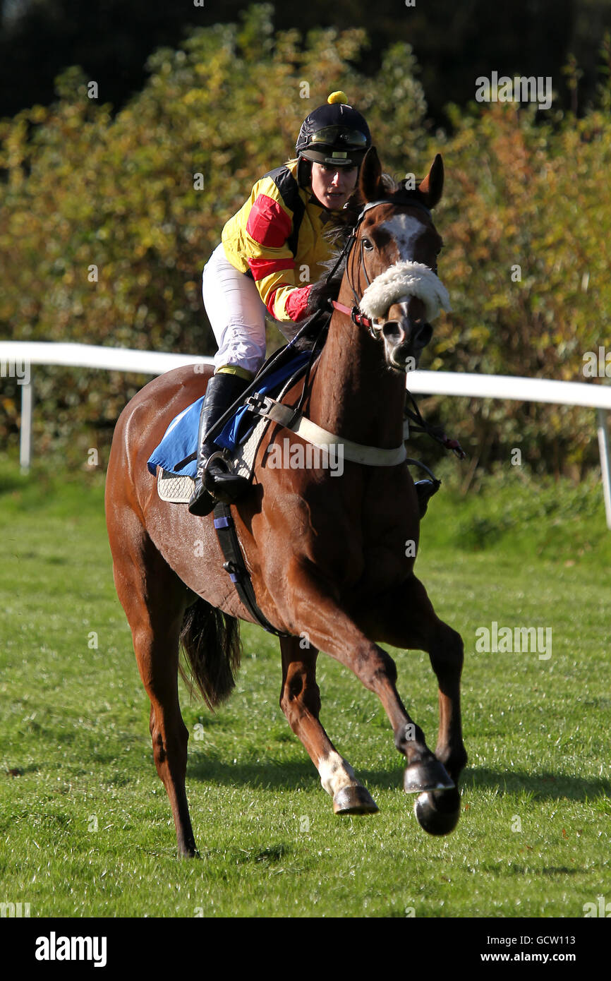 Jockey Isabel Tompsett on Petrosian goes to post for the Racing Welfare ...