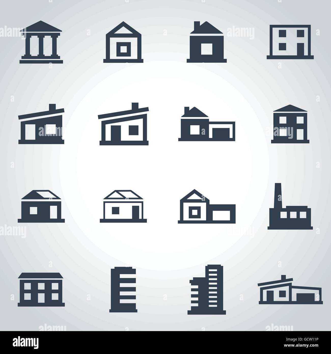 Vector black buildings icon set Stock Vector Image & Art - Alamy