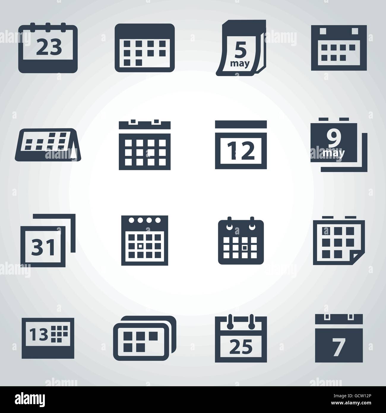 Vector black calendar icon set Stock Vector Image & Art - Alamy