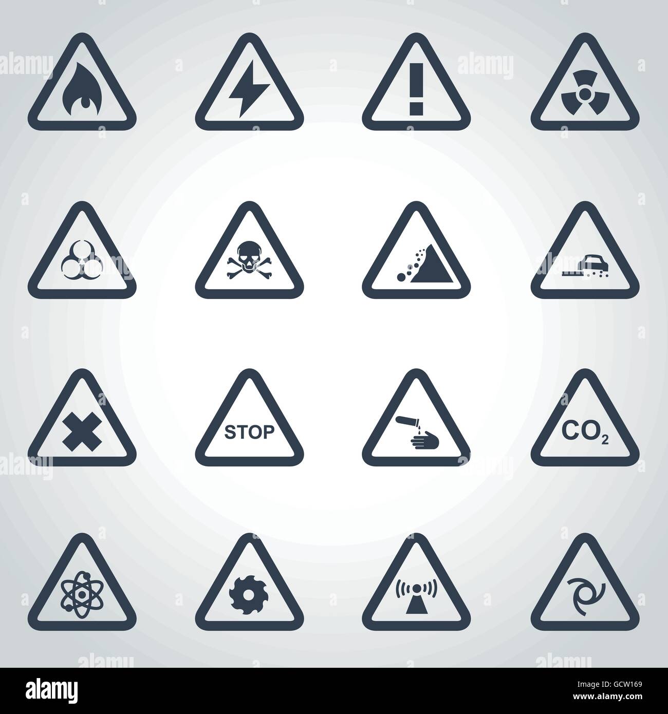 Vector black danger icon set Stock Vector Image & Art - Alamy
