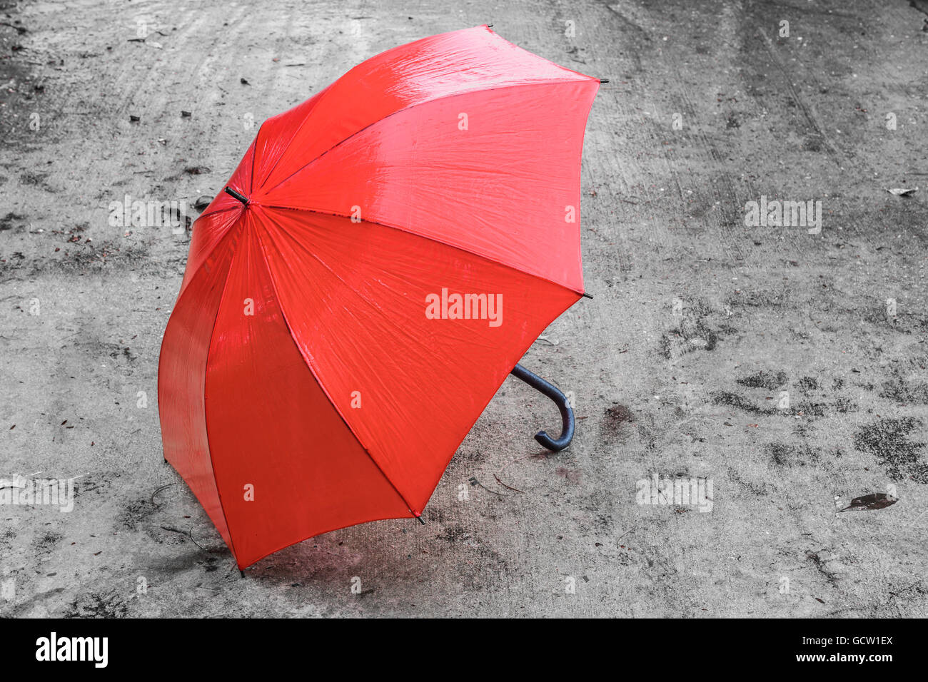red umbrella on street with rainy Stock Photo - Alamy