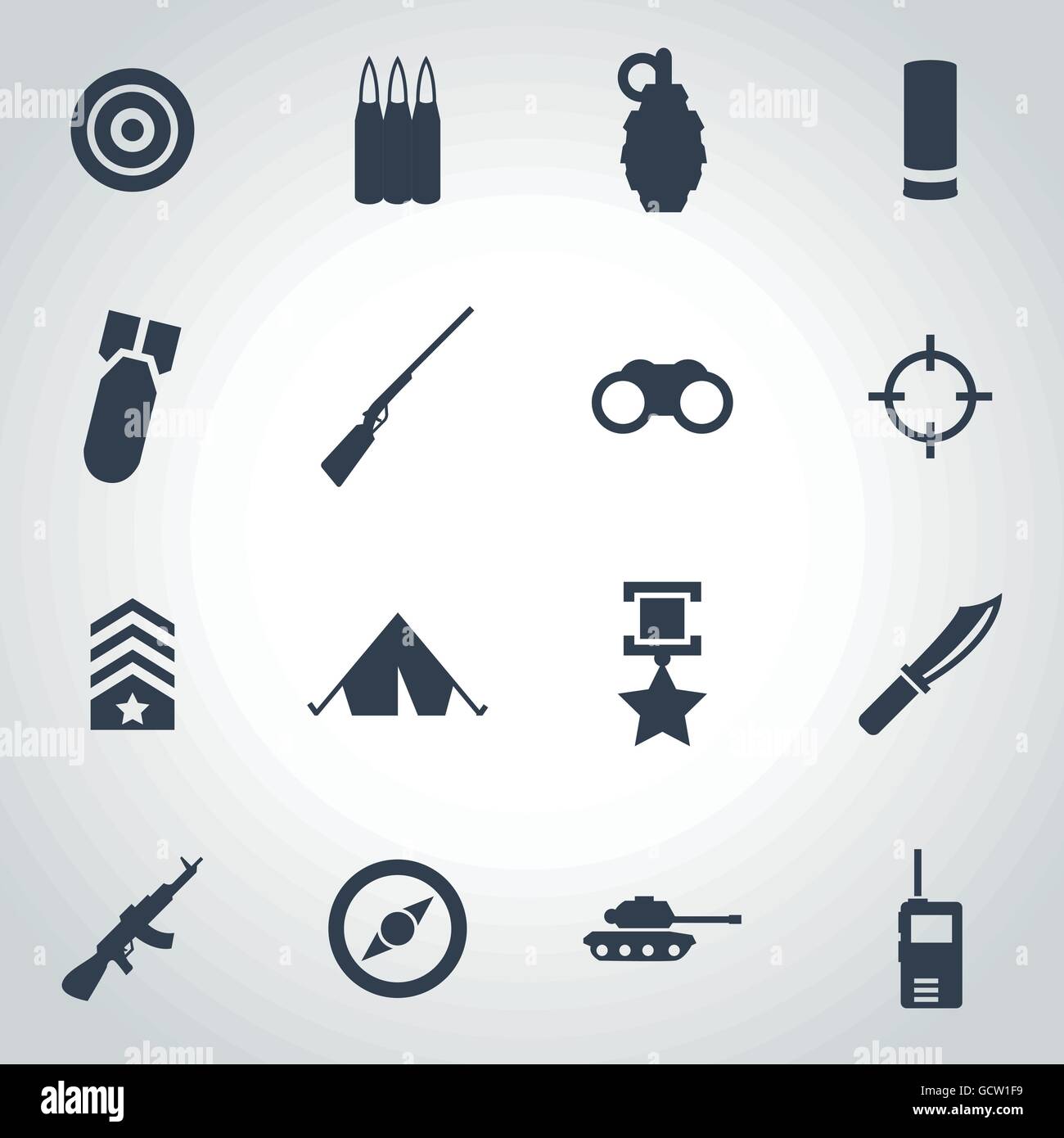 Vector black military icon set Stock Vector Image & Art - Alamy