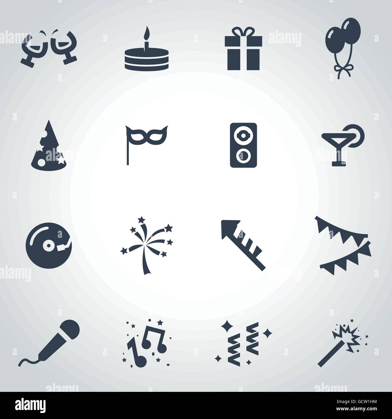 Vector black party icon set Stock Vector Image & Art - Alamy