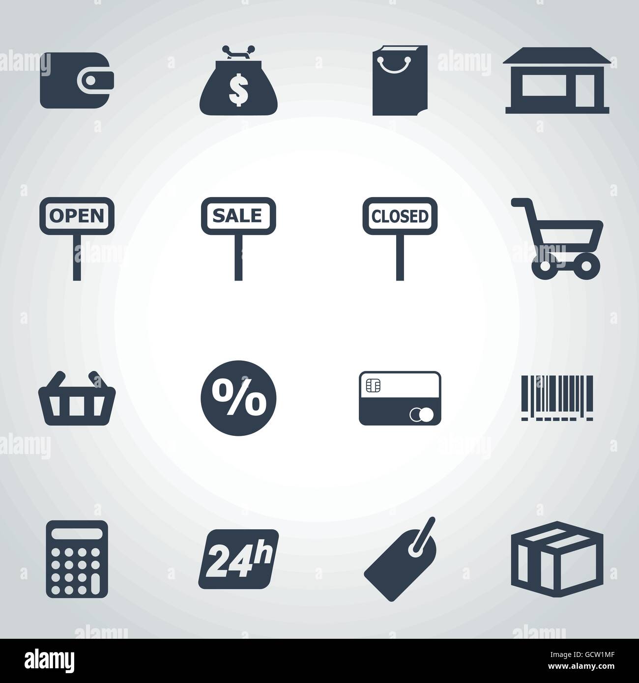Vector black shop icon set Stock Vector Image & Art - Alamy
