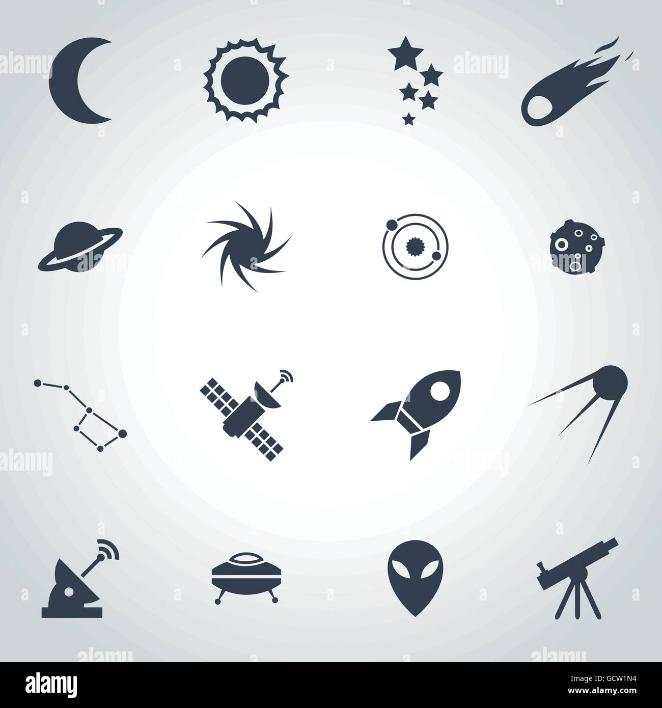 Vector black space icon set Stock Vector Image & Art - Alamy