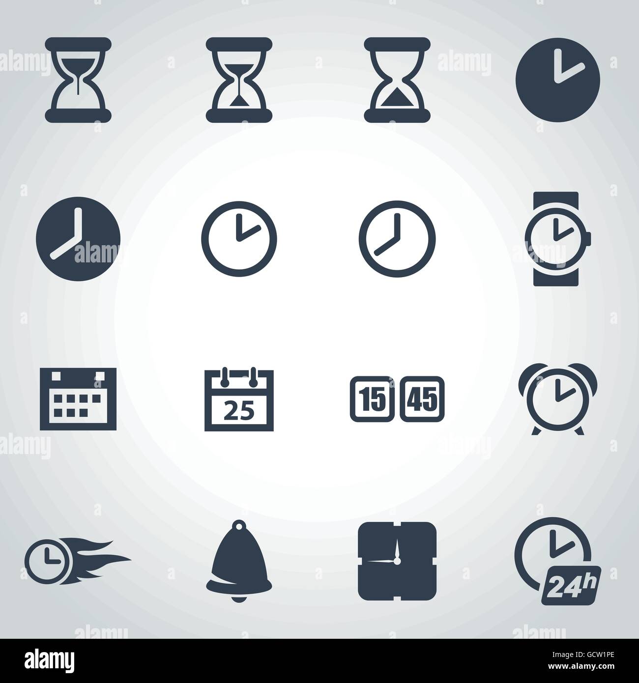 Vector black time icon set Stock Vector Image & Art - Alamy