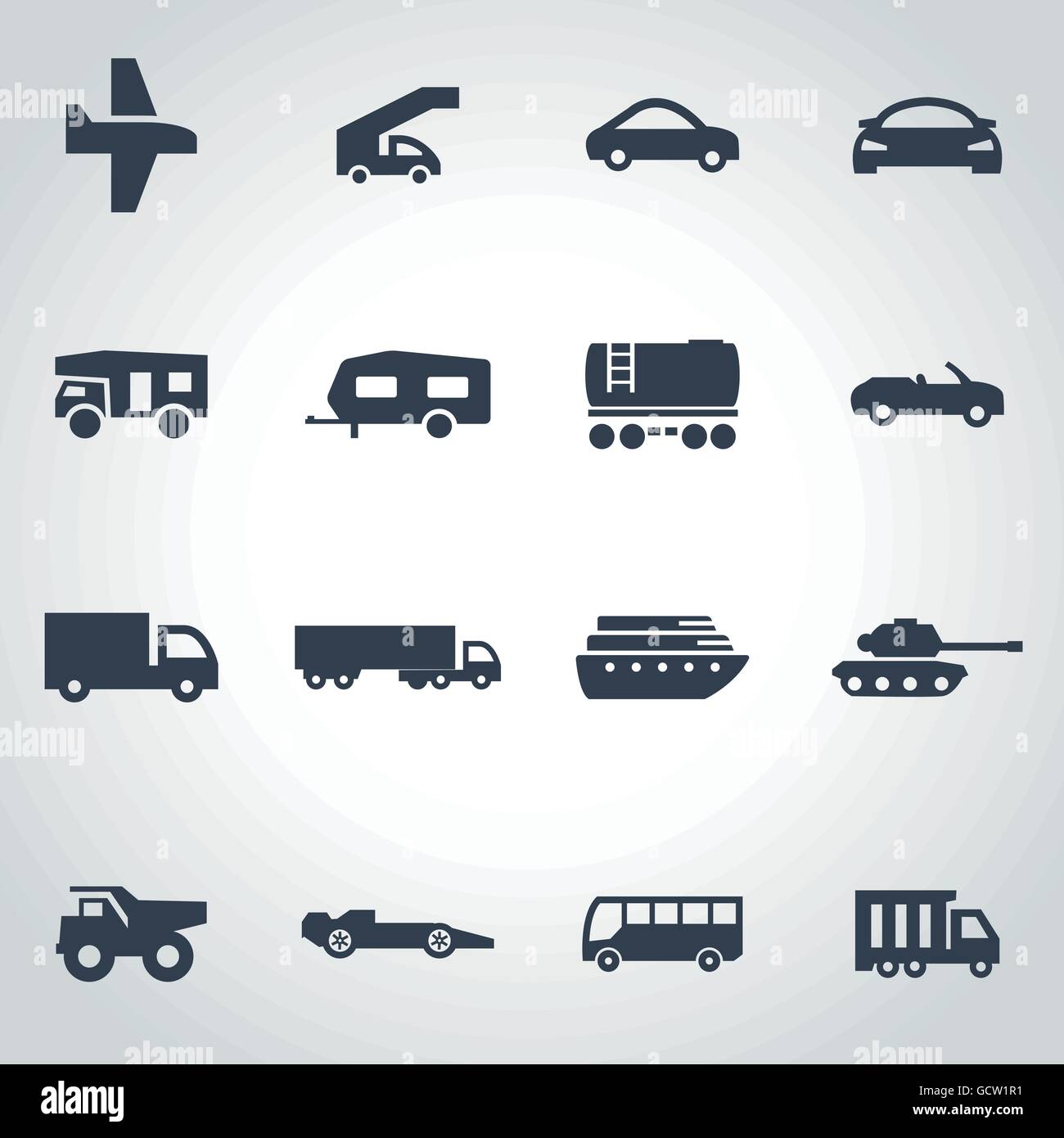 Vector black vehicles icon set Stock Vector Image & Art - Alamy
