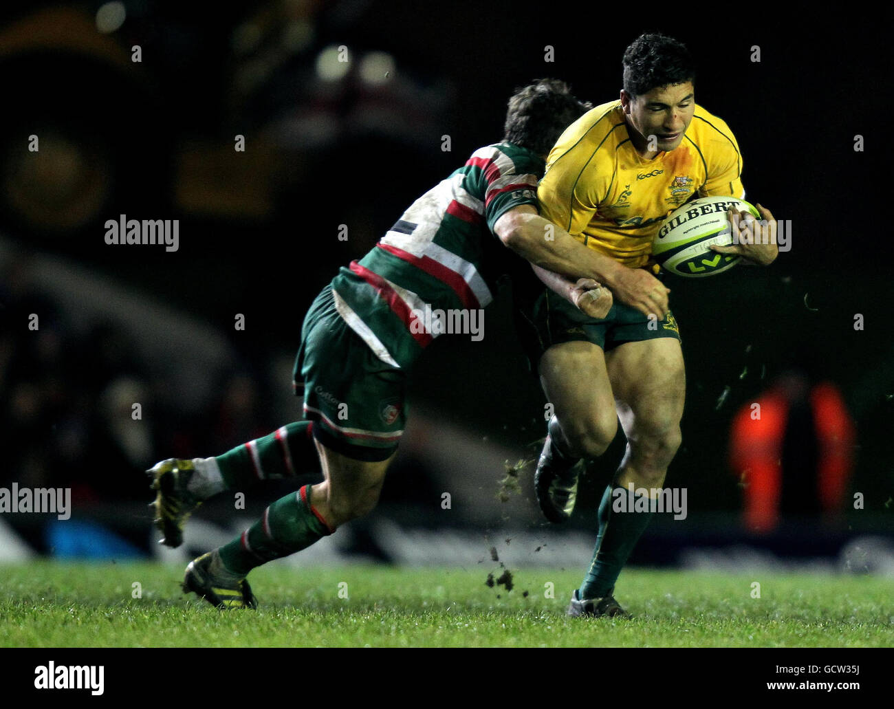 Australia's Anthony Faingaa is tackled by Leicester's Anthony Allen ...