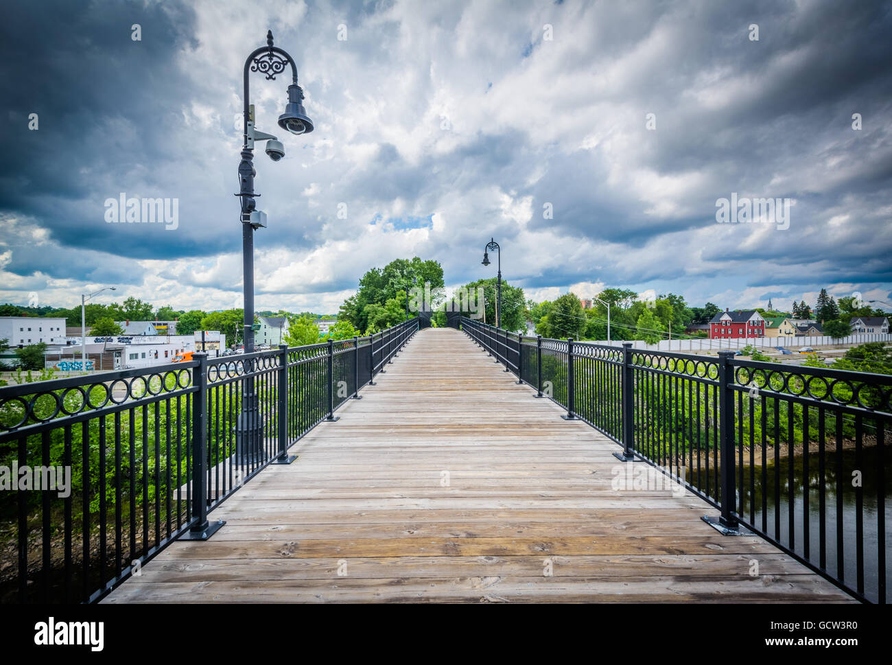 Pedestrian bridge over the Merrimack River, in Manchester, New ...