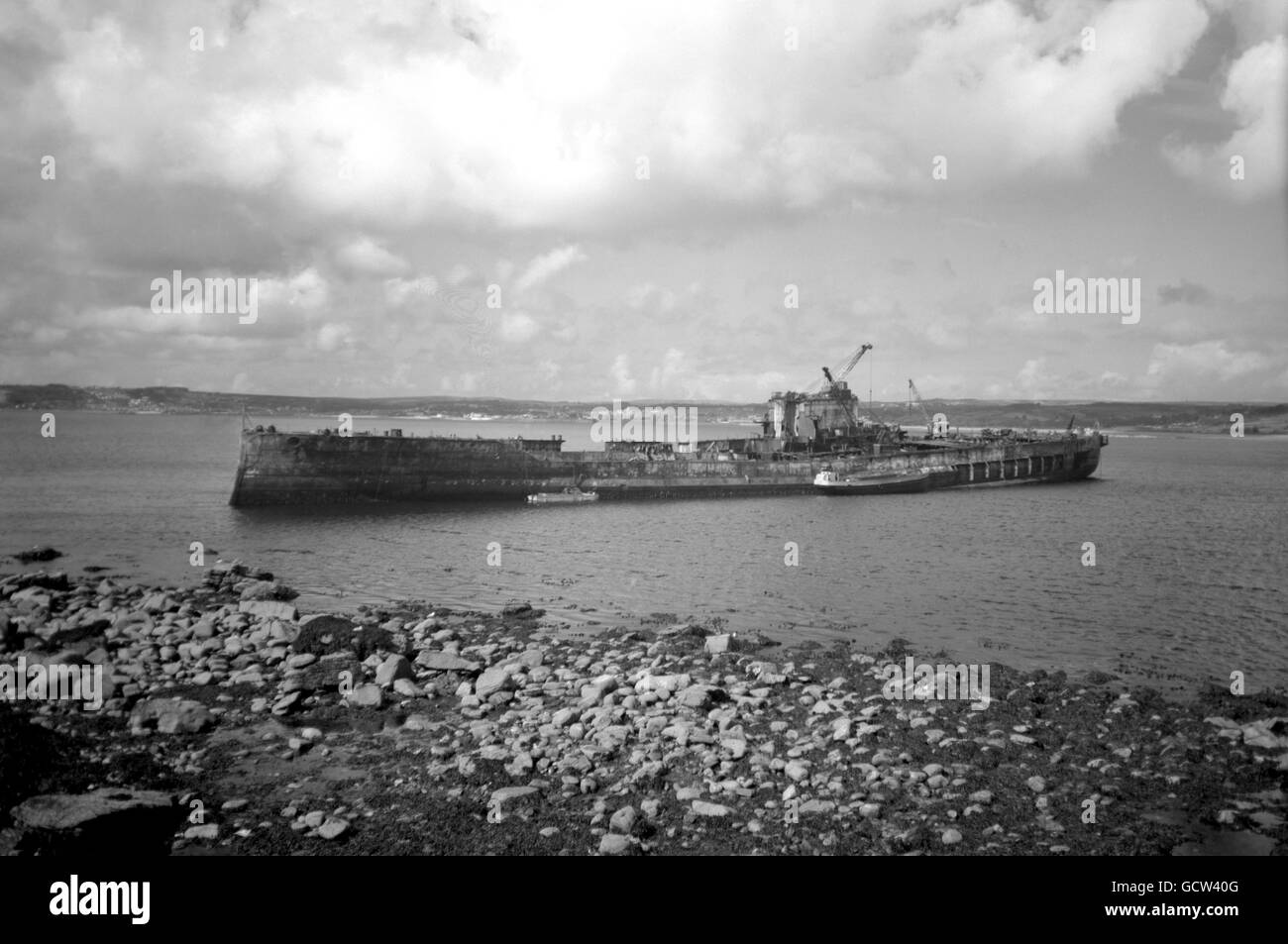 The remains of the Royal Navy Battleship HMS Warspite, on Marazion ...