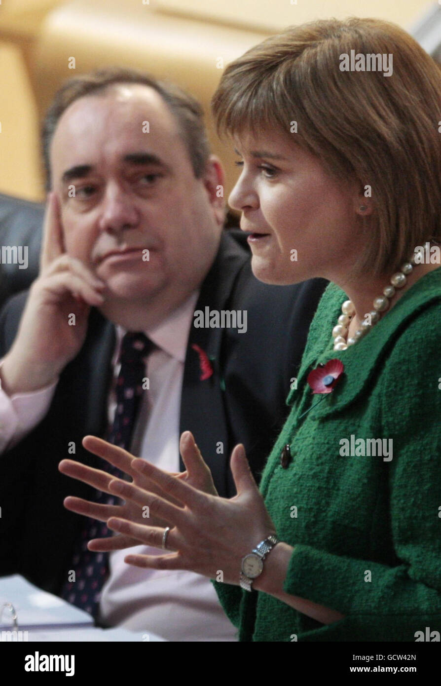 Scottish Health Secretary Nicola Sturgeon talks to the Scottish ...